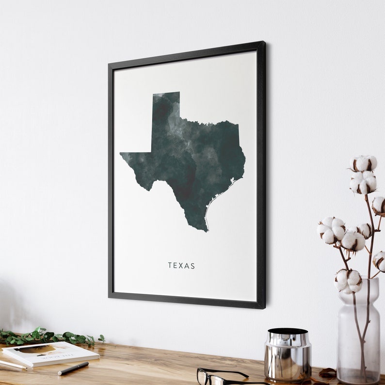 Texas Map Watercolor Print Texas State Texas Poster Texas - Etsy