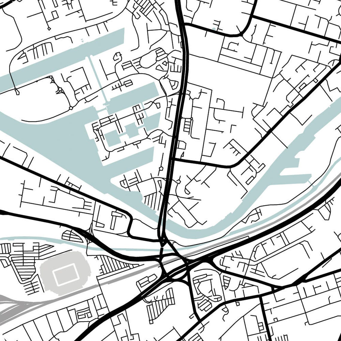 Manchester City Map Print Street Map Art Manchester Map | Etsy UK