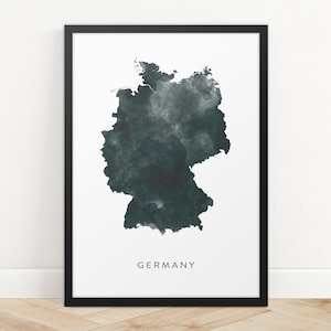 Germany Map Watercolour Print, Watercolor Map Art, Germany Map Poster ...