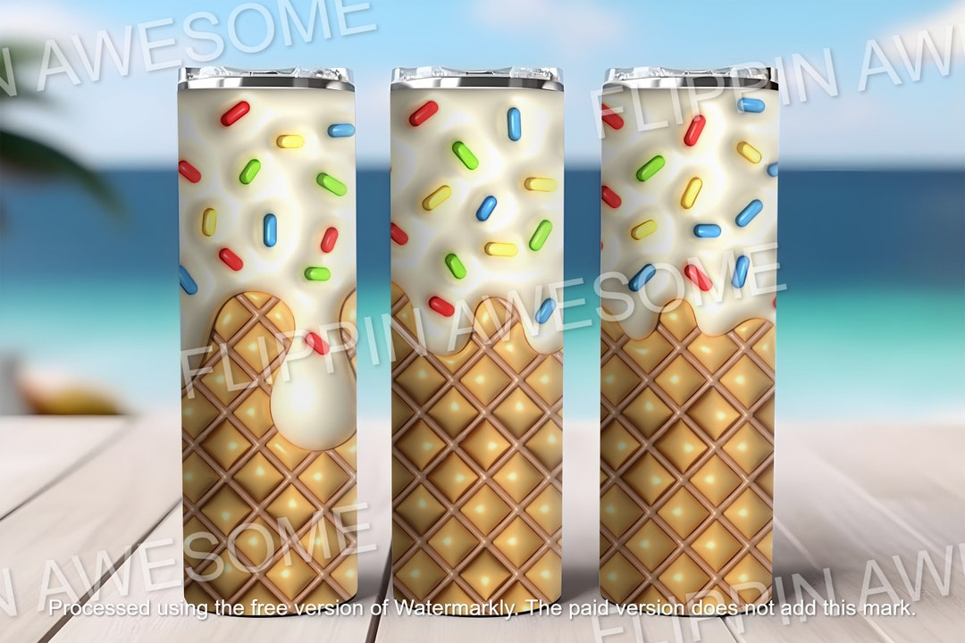 Inflated Vanilla Ice Cream Cone 20 Oz Skinny Tumbler Sublimation Design ...