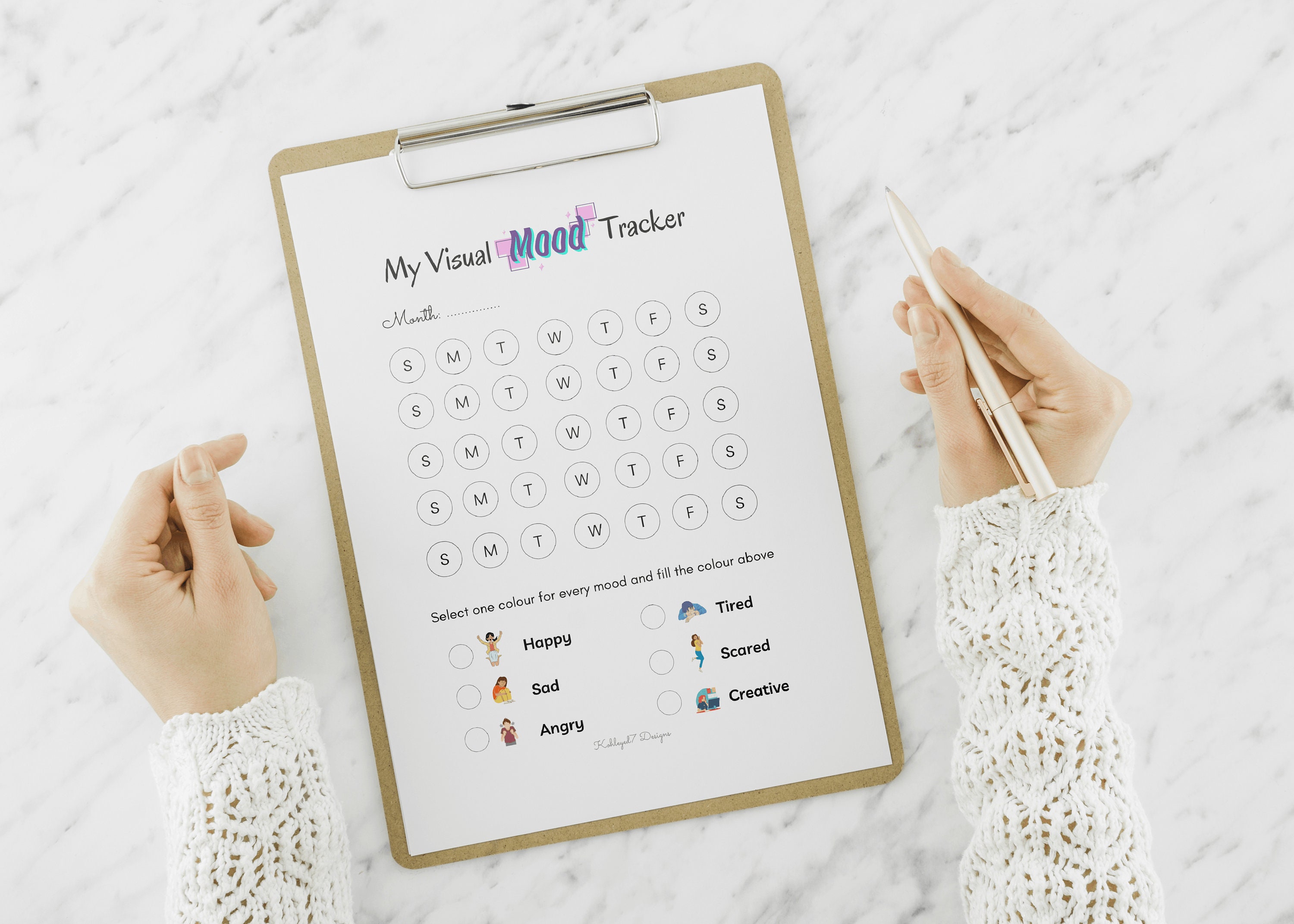 Mood Tracker Printable 12 Month Mood Tracker Planner | Etsy