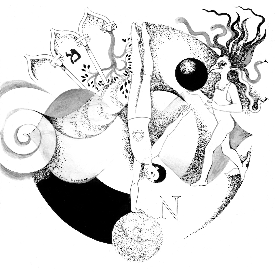 The Hanged Man Tarot Major Arcana Ink Drawing - Etsy