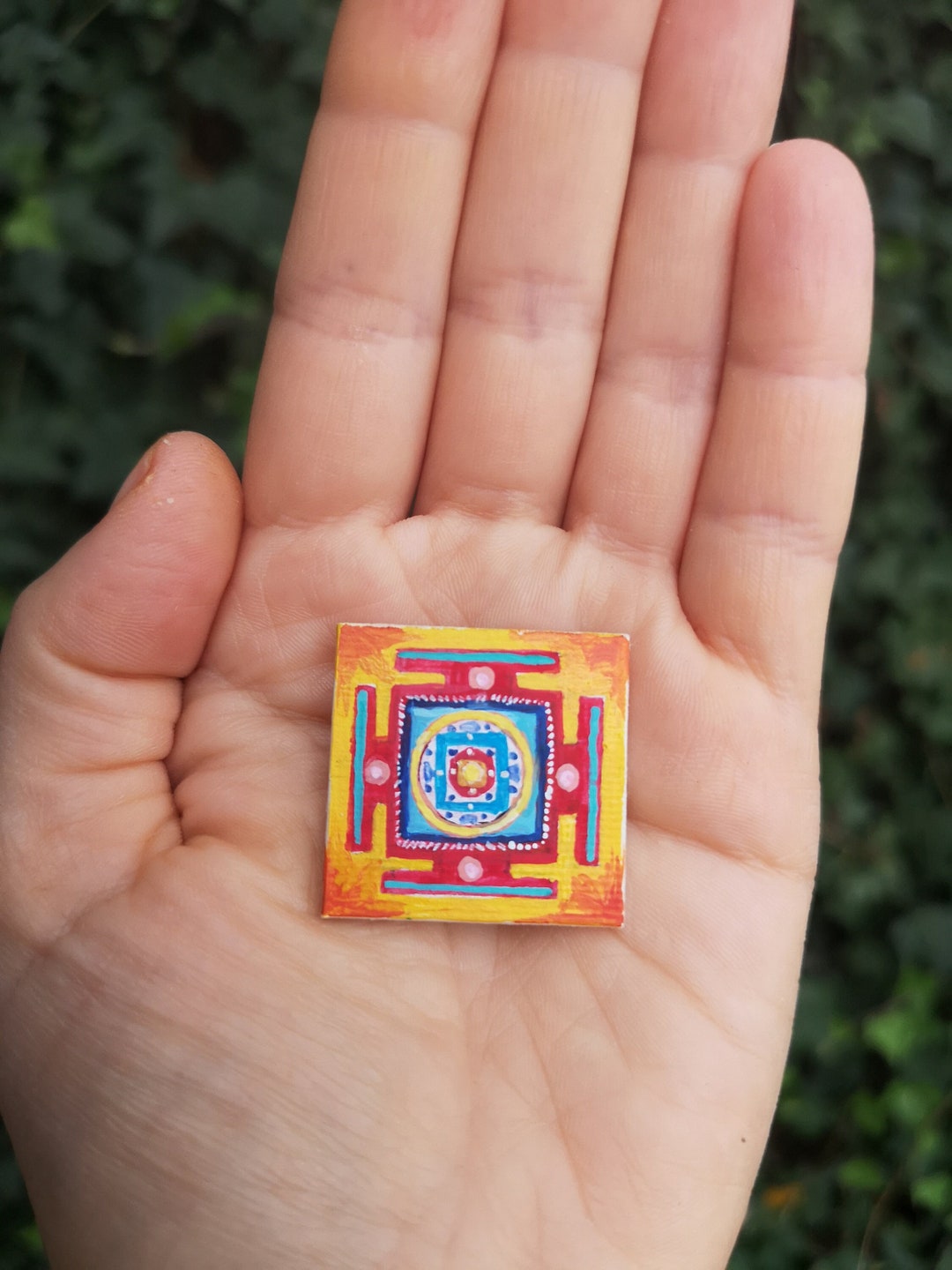 Mandala Dollhouse Miniature Altar With Sacred Symbol, Handcrafted Red ...