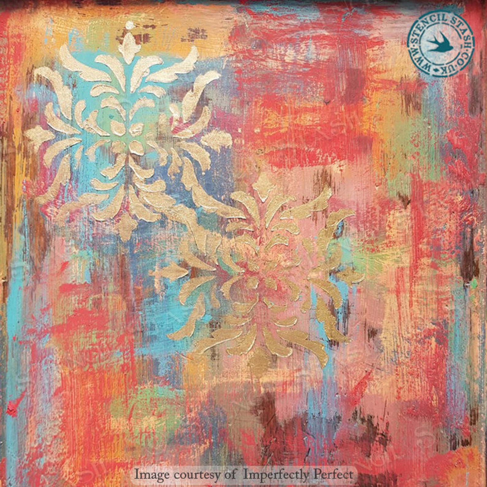 STENCIL 'flourish Freya' X2 Damask Scrolls, Floral Chic, Furniture ...