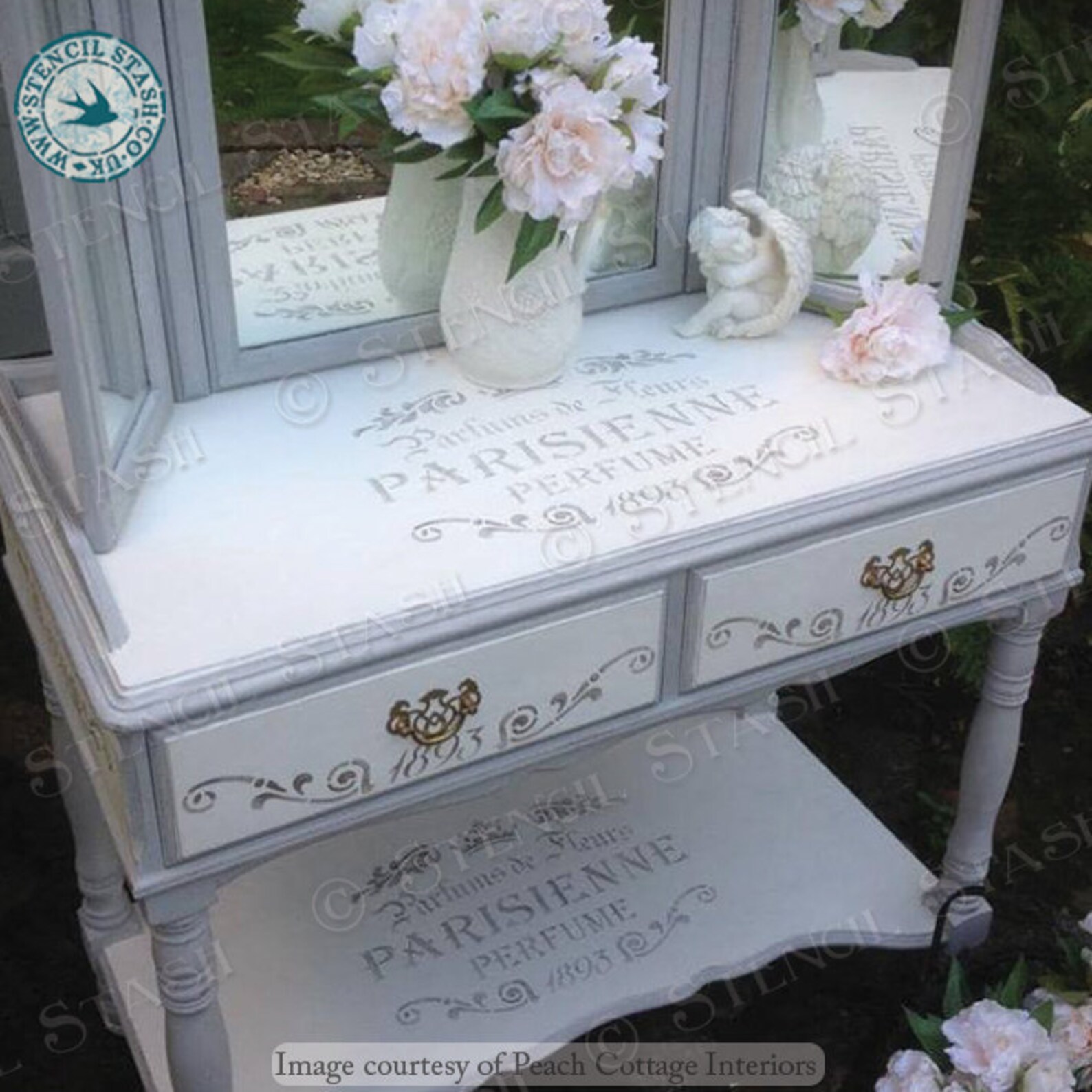 STENCIL 'parisienne Perfume' Vintage French Script | Etsy