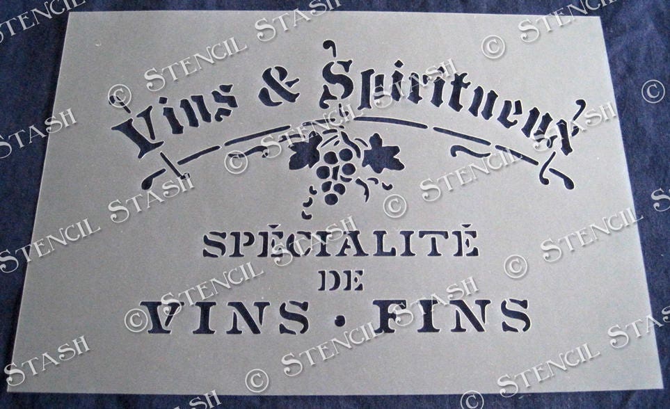 STENCIL 'wines & Spirits' Vintage French Script - Etsy