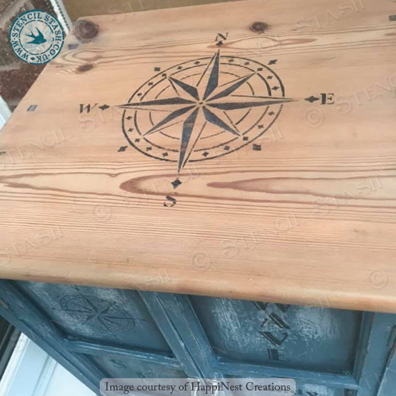 STENCIL 'compass' Nautical Seaside Beach Furniture - Etsy