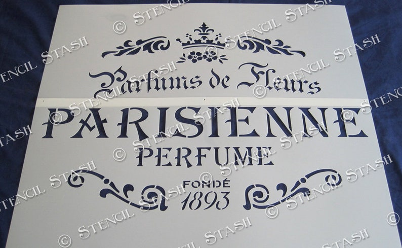 STENCIL 'parisienne Perfume' Vintage French Script - Etsy