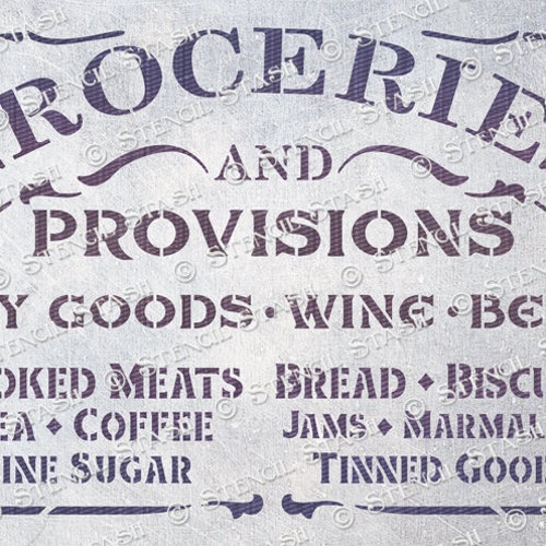 STENCIL 'groceries' Vintage Store Shop Sign - Etsy