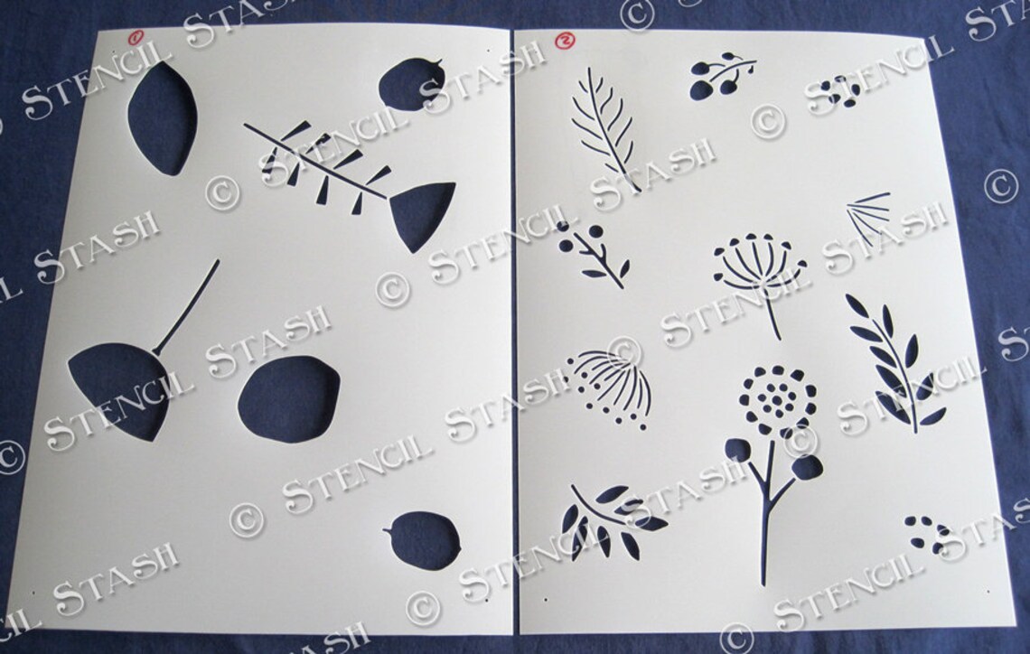 STENCIL 'leaf Botanical 2pt' Pattern Scandi Retro Vintage Furniture ...