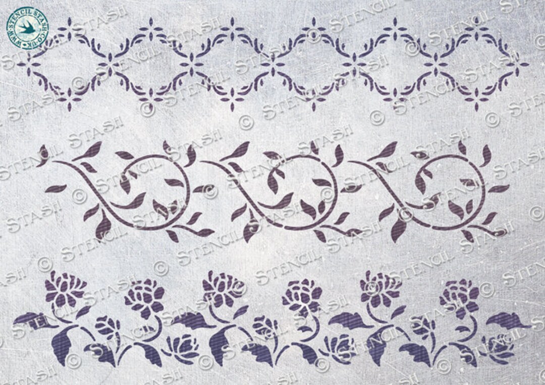 STENCIL 'borders Set 2' Border Patterns, Furniture, Crafts, Home Decor ...