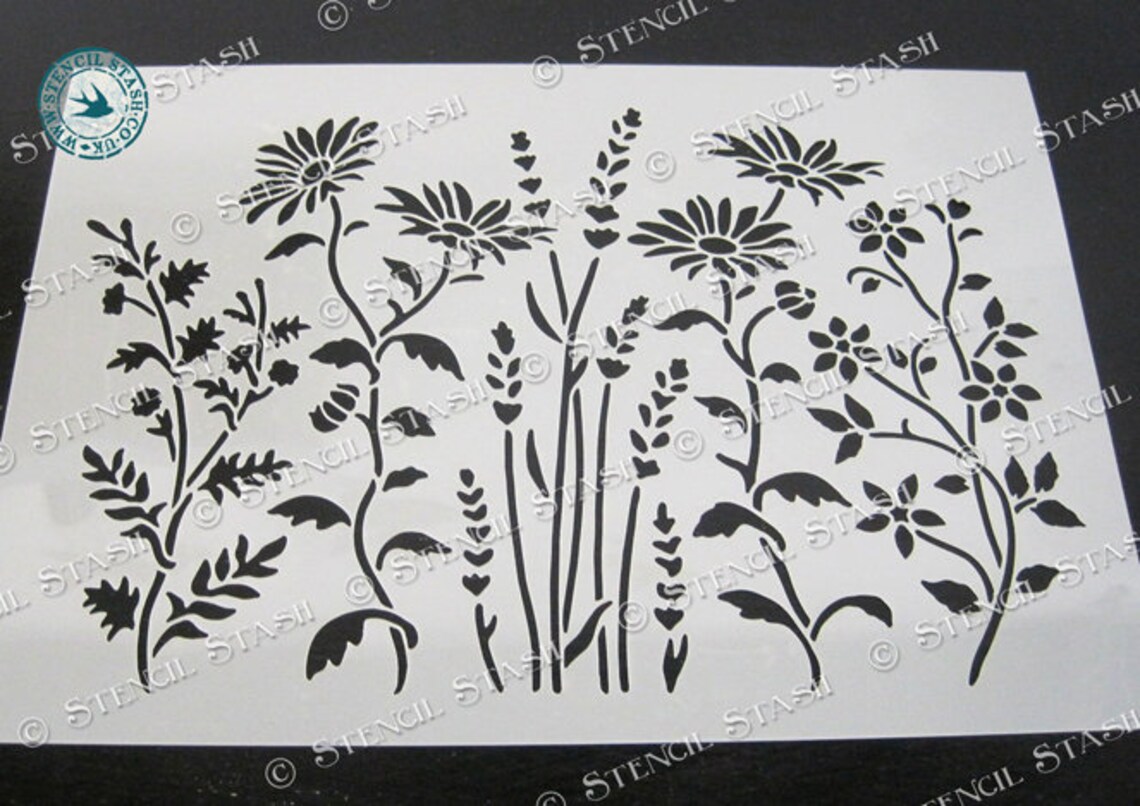 STENCIL 'wild Meadow1 Daisy' Repeat, Flower & Leaves, Furniture ...
