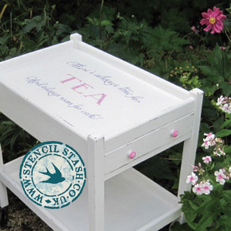 STENCIL 'time for Tea' and Cake, Vintage English Script, Furniture ...