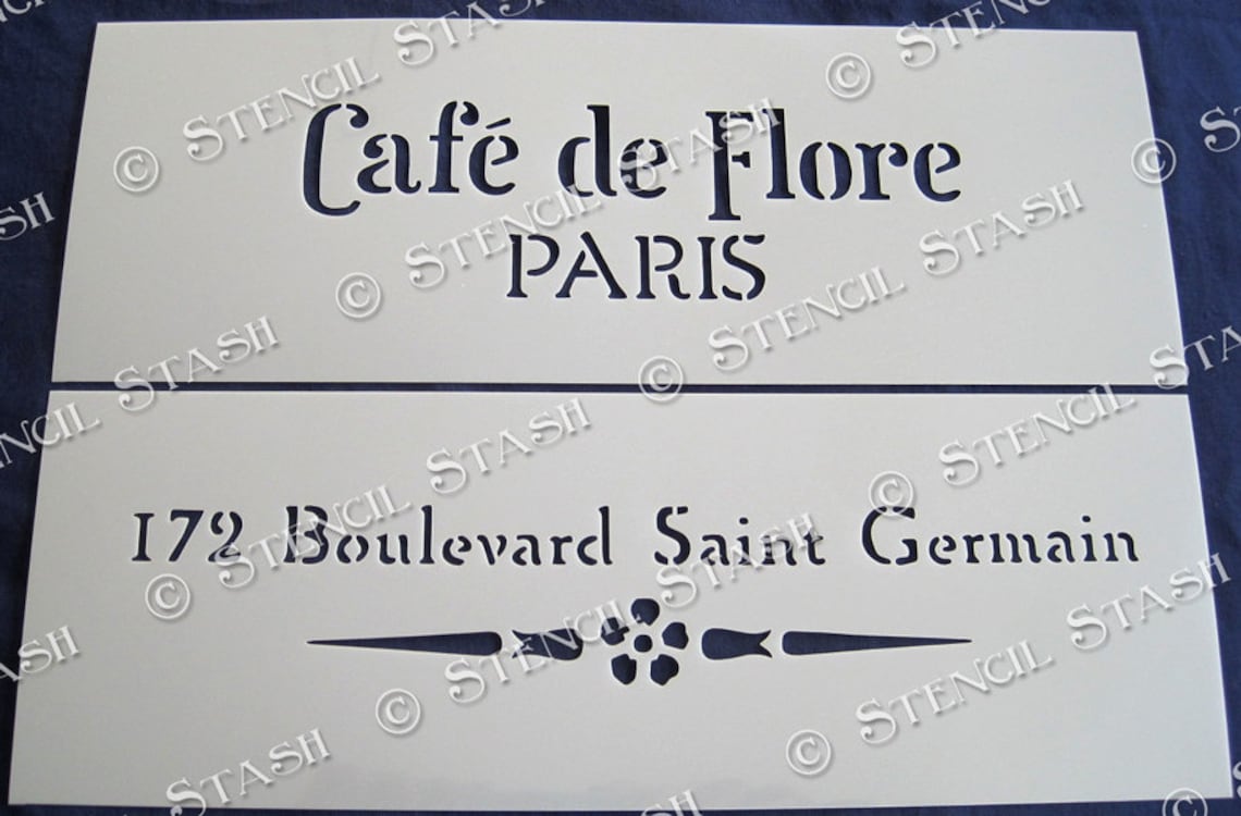 STENCIL 'Cafe de Flore' Paris Vintage French Script | Etsy