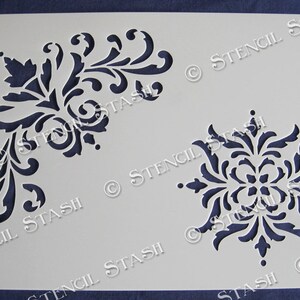 STENCIL 'flourish Freya' X2 Damask Scrolls, Floral Chic, Furniture ...