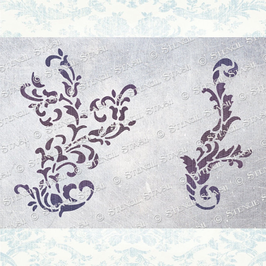 STENCIL 'flourish Amelie' X2 Damask Scrolls, Furniture, French Chic ...