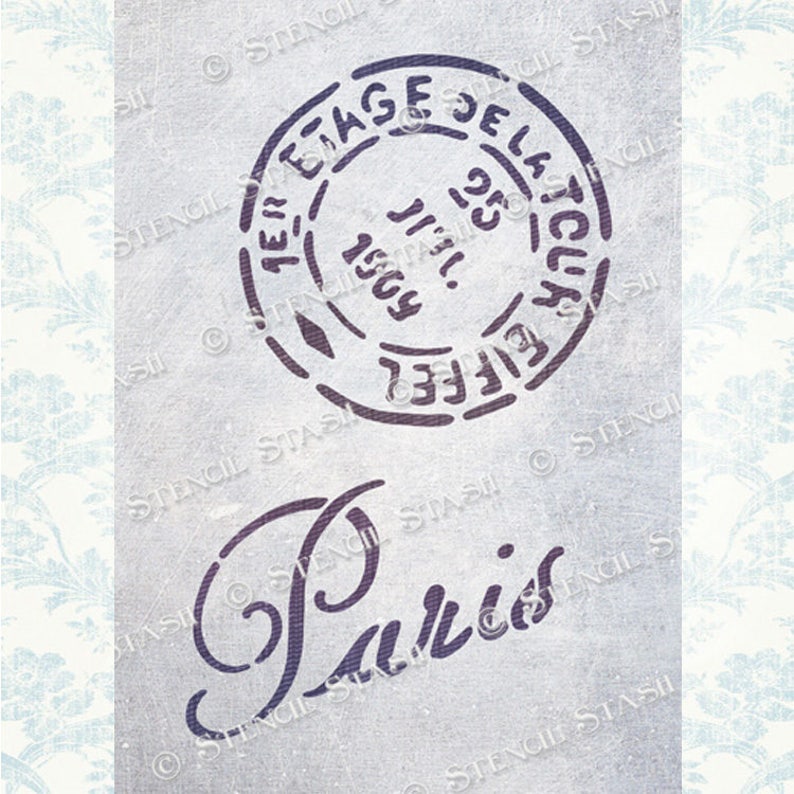 STENCIL 'postmark Paris' Vintage French Script - Etsy