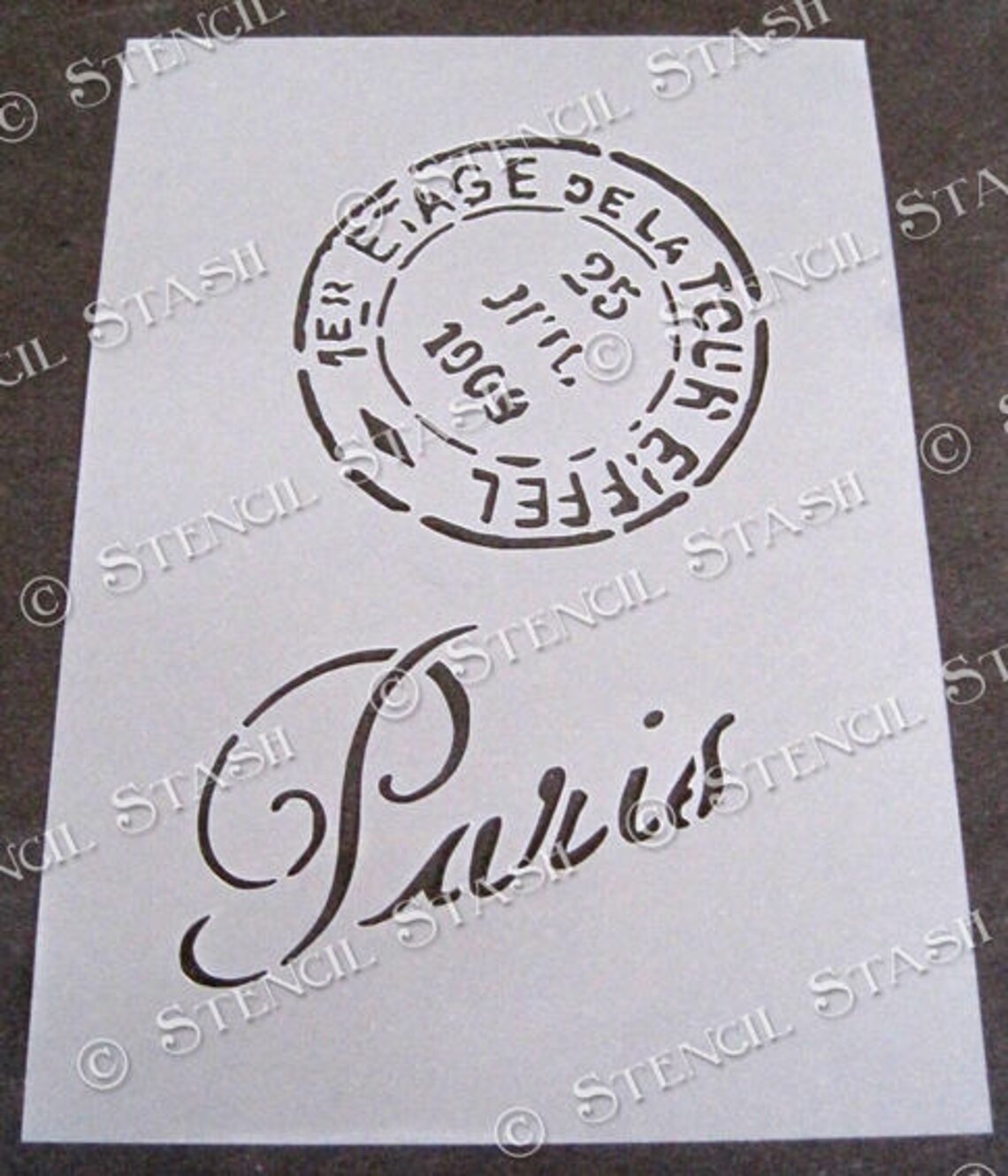 STENCIL 'Postmark Paris' Vintage French Script | Etsy
