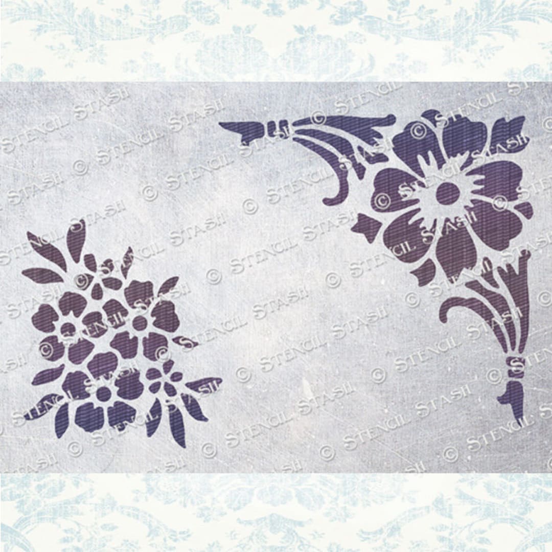 STENCIL 'flourish Darcie Corners' Damask Flowers, Furniture, Crafts ...