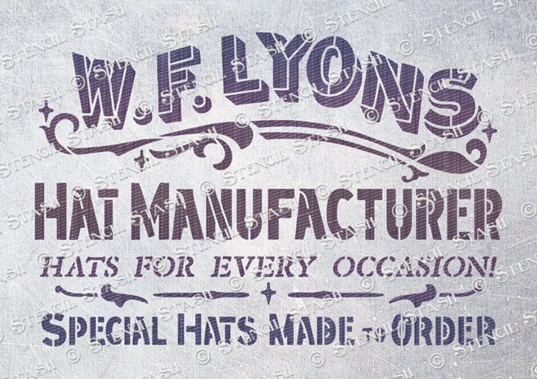 STENCIL 'hat Maker L' Quirky Vintage English Shop Sign, Industrial ...