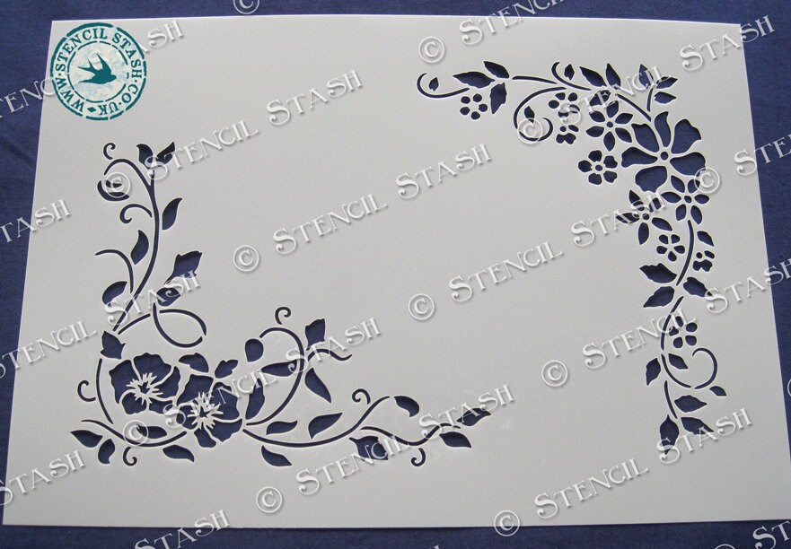 STENCIL 'flower Corners' Wild Flowers Damask - Etsy
