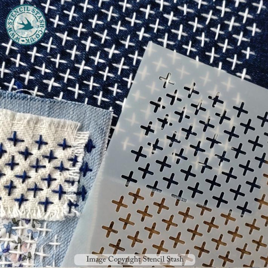 STENCIL 'staggered Cross' 03 Sashiko Template, Slow Stitching, Visible ...