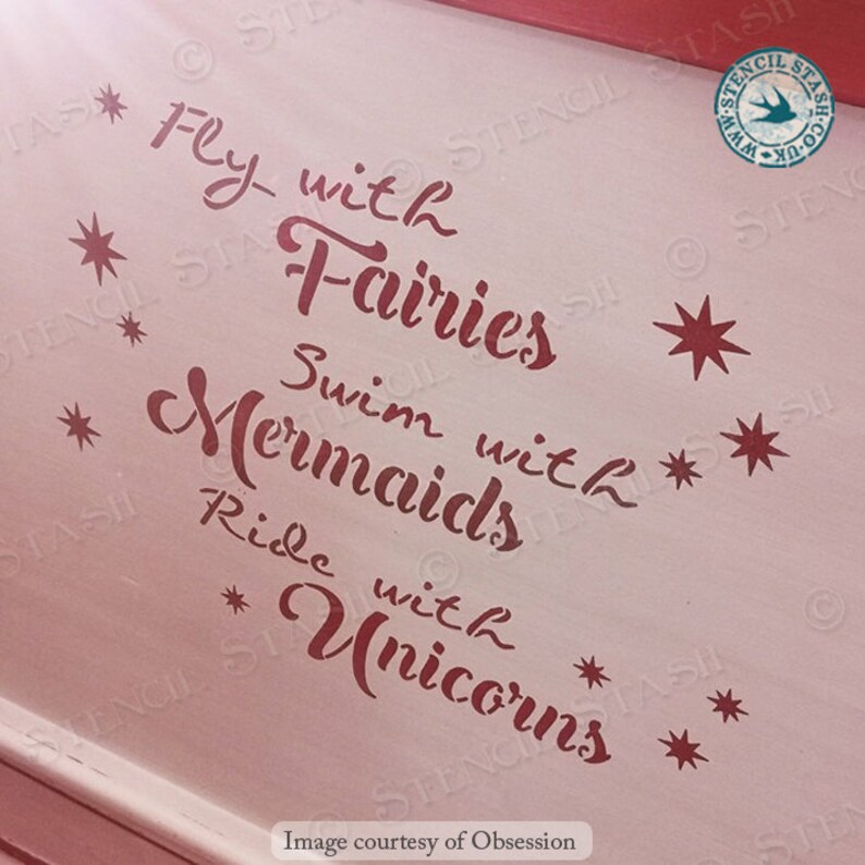 STENCIL 'fairies Mermaids Unicorns' Magical Signs Furniture Home Decor ...