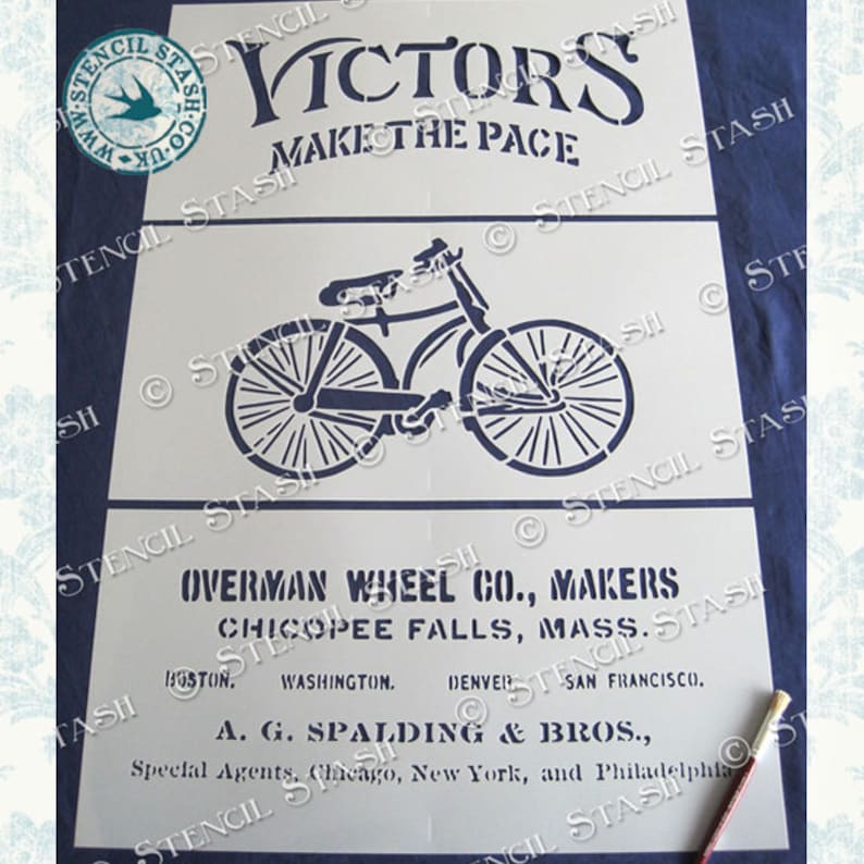 STENCIL 'bicycles' Vintage Victors Bike Advert, Label, Furniture ...