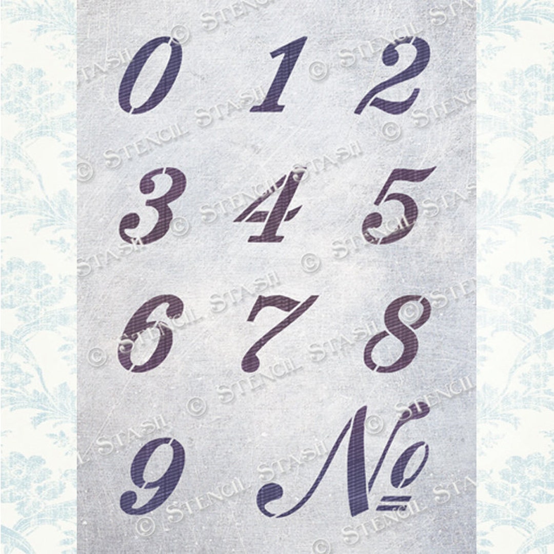 STENCIL 'numbers French', 5 Sizes Vintage Chic, Furniture, Crafts ...