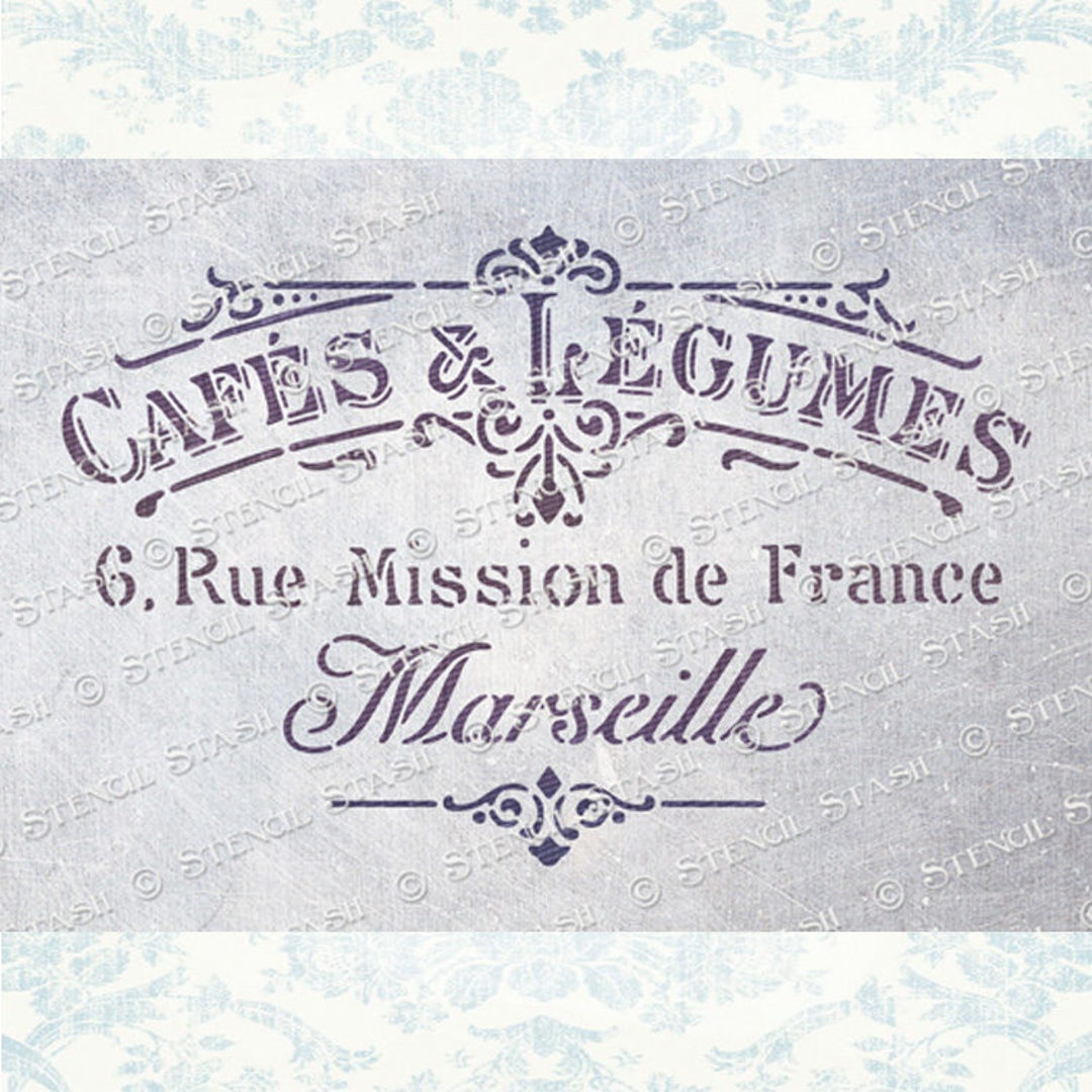 STENCIL 'cafe Legumes', Vintage French Chic, Label, Furniture, Home ...