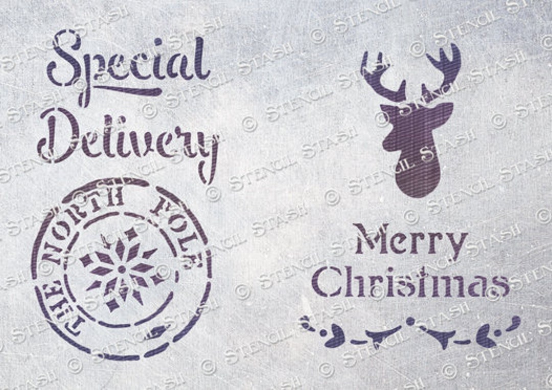 STENCIL 'special Delivery' 3 Sizes Xmas Stamps, North Pole Mail, Signs ...
