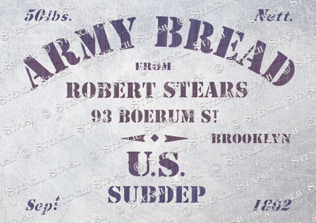 STENCIL 'army Bread Robert Stears' American Civil War, Vintage Crates ...