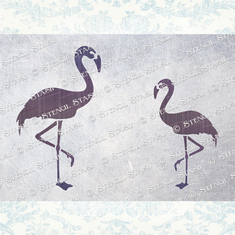 STENCIL 'flamingo Pair' Tropical Bird Furniture Home - Etsy