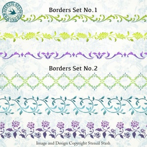 STENCIL 'borders Set 2' Border Patterns, Furniture, Crafts, Home Decor ...