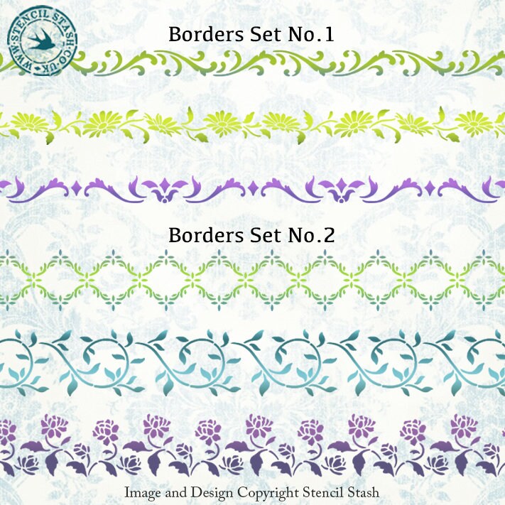STENCIL 'borders Set 2' Border Patterns, Furniture, Crafts, Home Decor ...