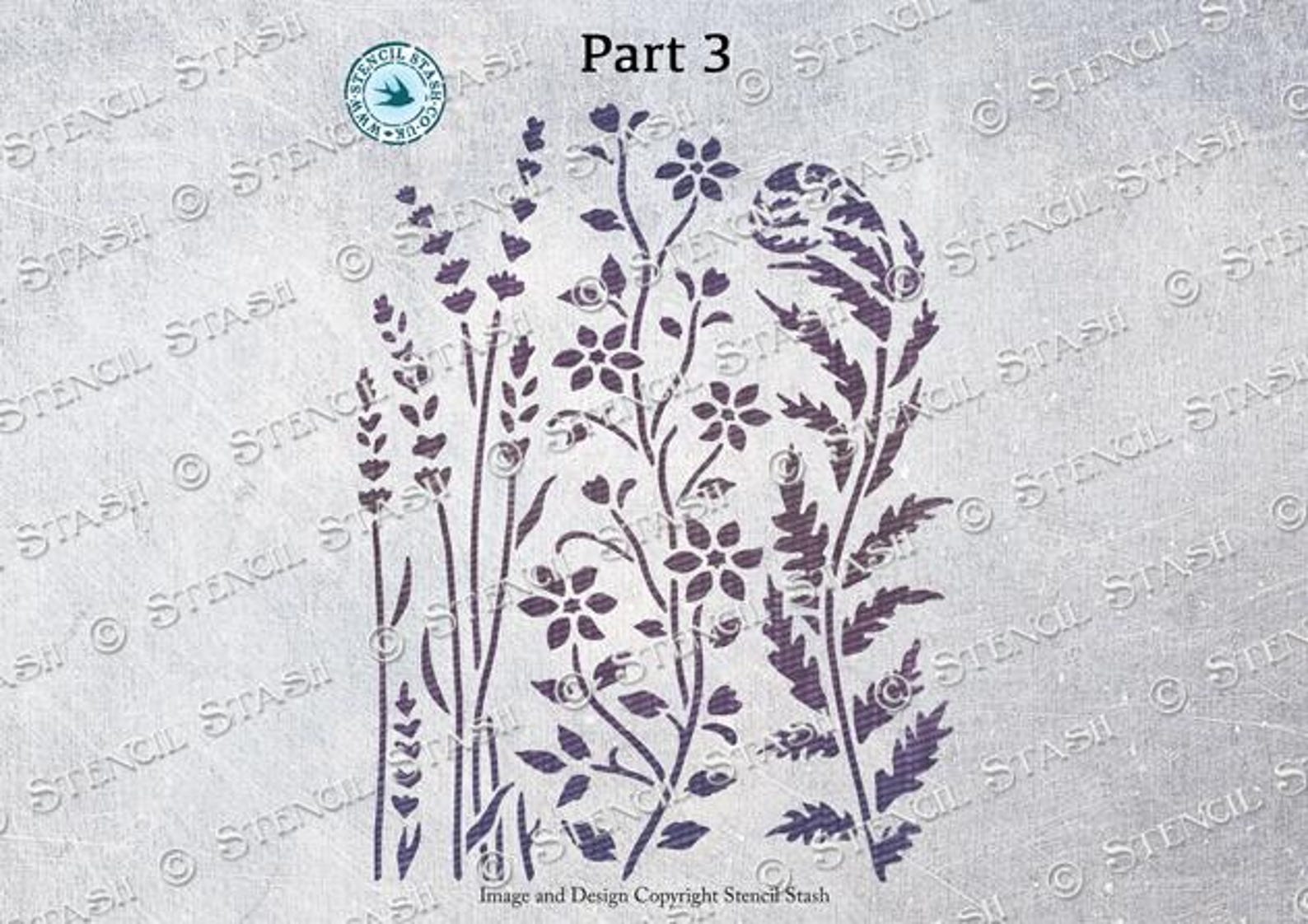 STENCIL 'wild Meadow' XXL, 3 Pt Mix and Match, Flower & Leaves ...