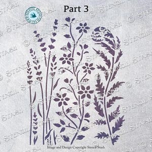 STENCIL 'wild Meadow' XXL, 3 Pt Mix and Match, Flower & Leaves ...