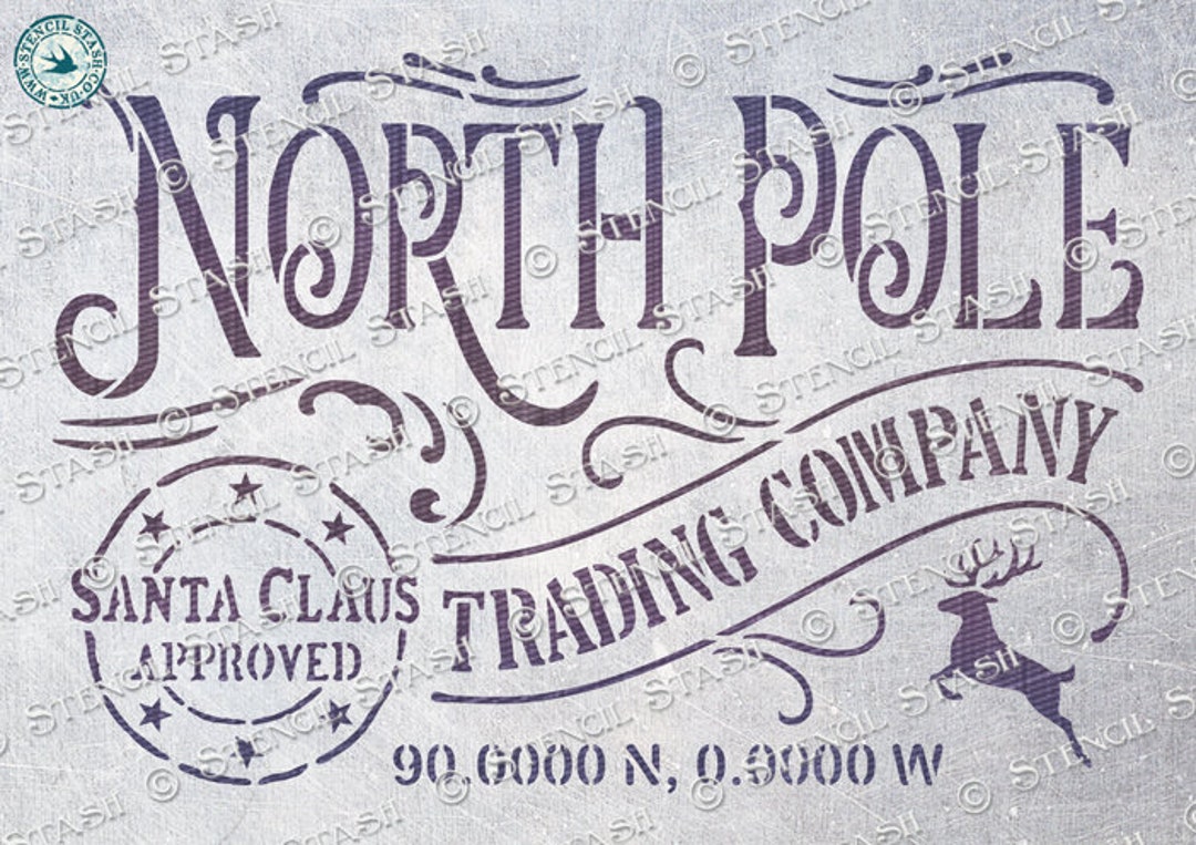 STENCIL 'north Pole Trading' Sign, Windows, Card, Bags, Gift Wrap ...
