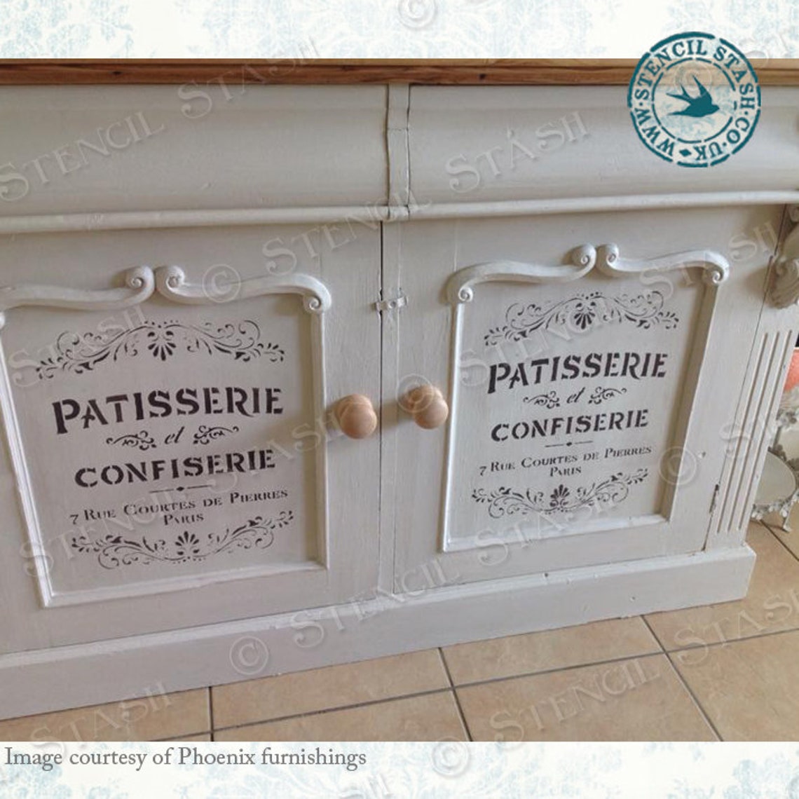 STENCIL 'french Patisserie', Vintage Bakery Advertisement, Furniture ...