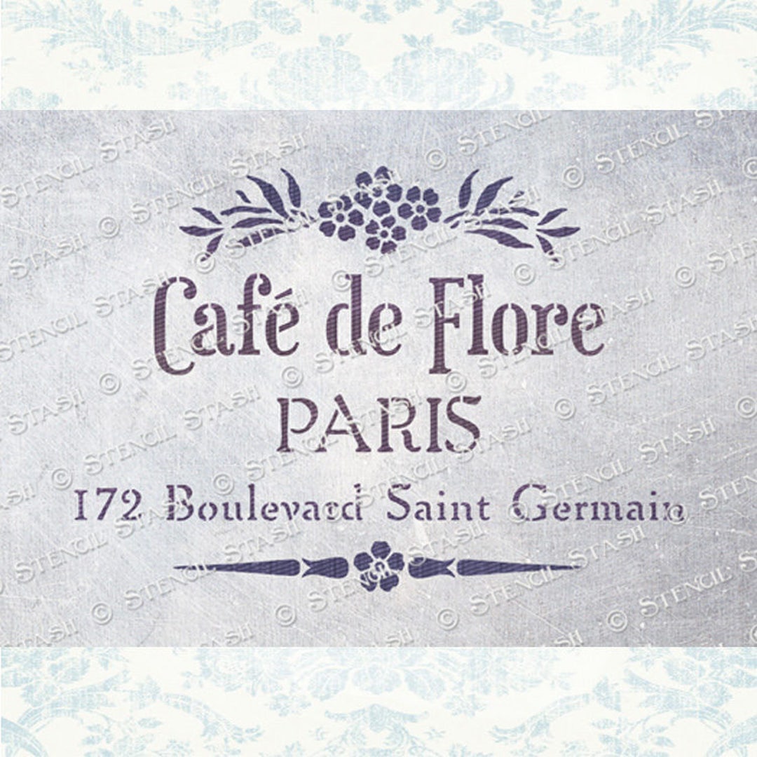 STENCIL 'cafe De Flore' Paris, Vintage French Script, Furniture, Home ...