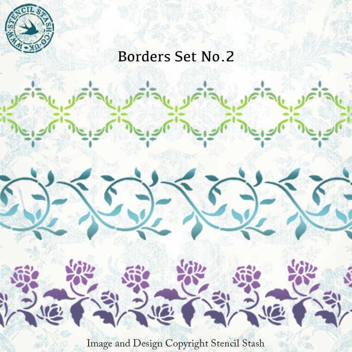 STENCIL 'borders Set 2' Border Patterns Furniture | Etsy