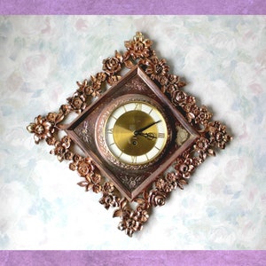 Diamond Shape Ornate Vintage Wall Clock, Key Wound, 8 Day, 21", 1960's ...
