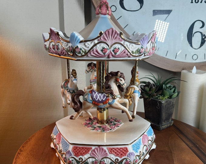Vintage, Carousel of Dreams, 4 Horse, Home Interiors, Carousel, Musical ...