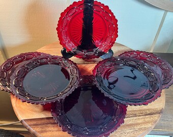 Ruby Red Glass Plate - Etsy
