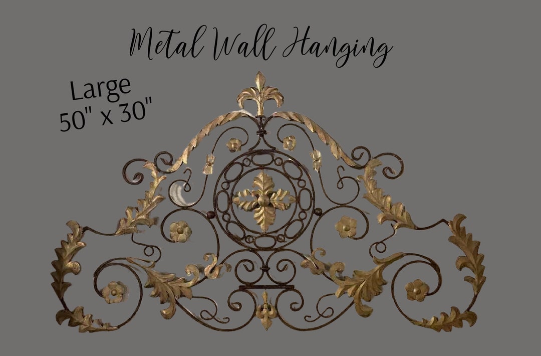 Large Metal Scroll, Wall Hanging, Home Decor, Black & Gold Metal Art ...