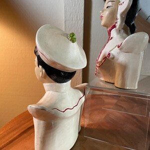 Vintage Asian Couple Busts Japanese Ornate Plaster 8 Inch - Etsy