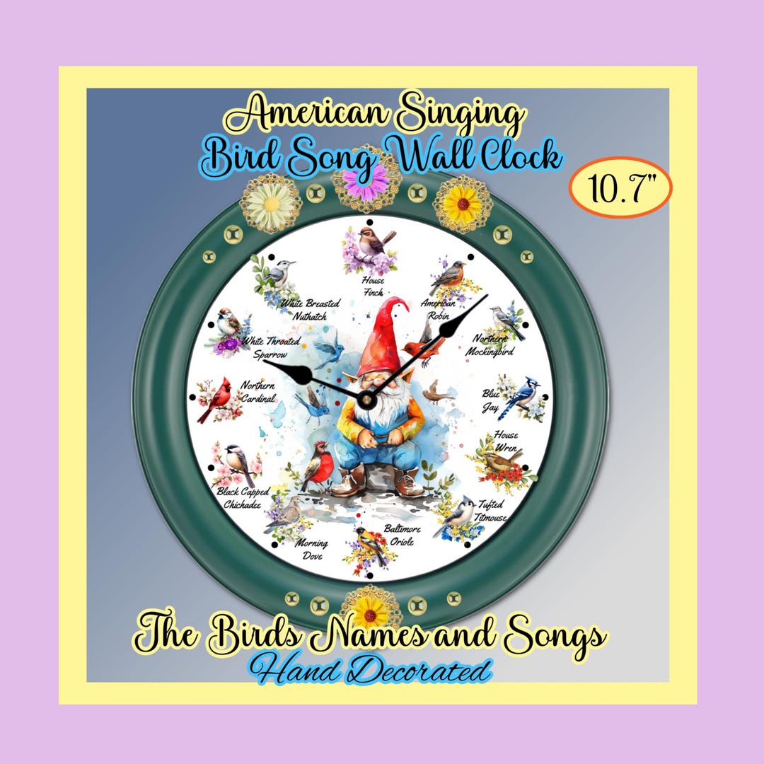 Bird Song Wall Clock, American Song Birds, Custom Made, Hand Decorated ...