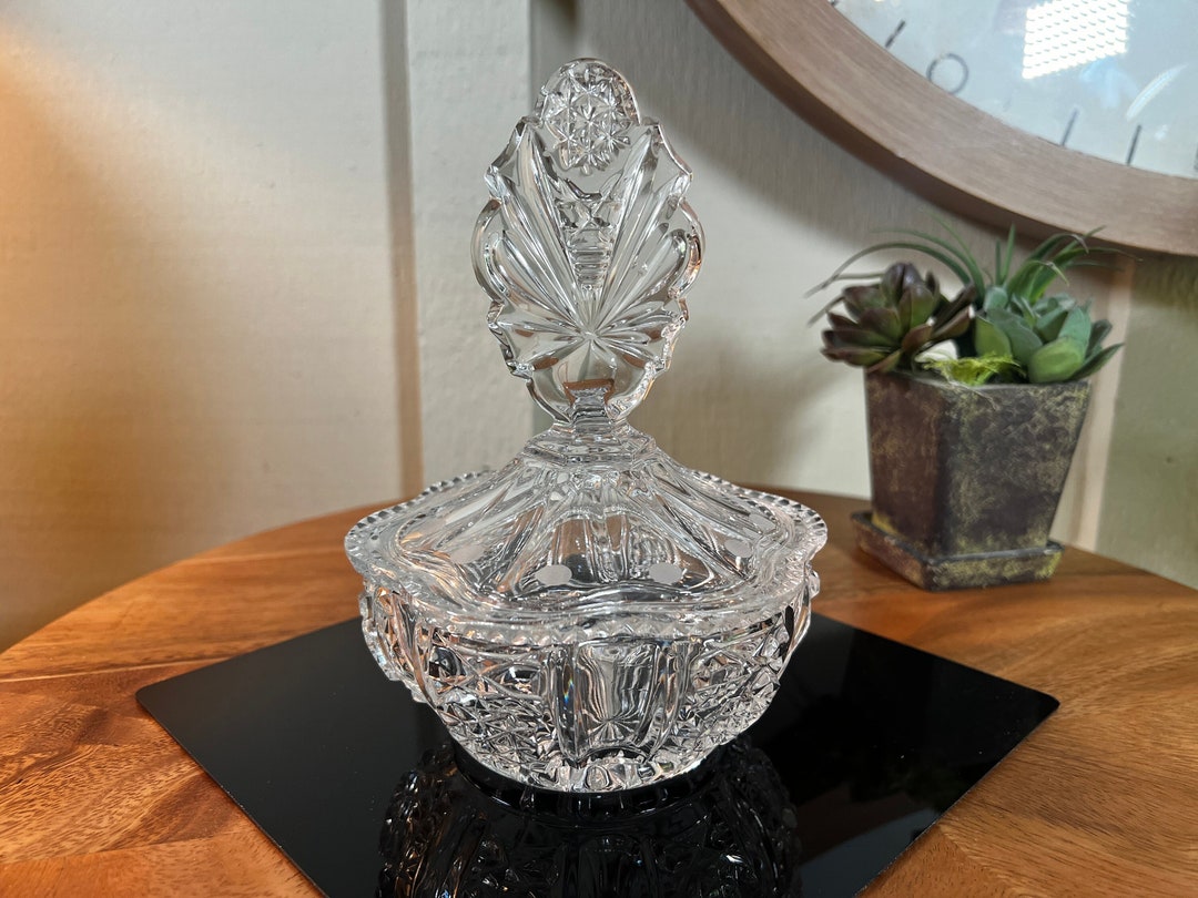 Vintage, Lead, Cut Glass, Crystal, Vanity Dish, Candy Dish, Tall Final ...