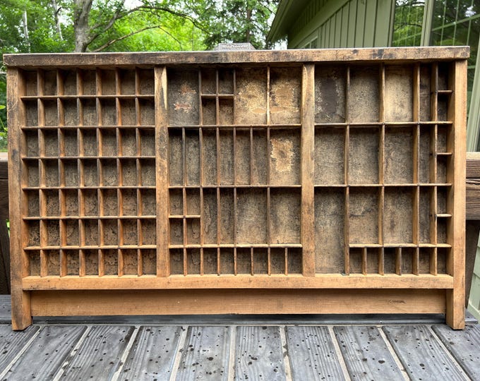Antique, Wood Printers Box, Type Set Drawer, Tray, Shadow Box, Display ...
