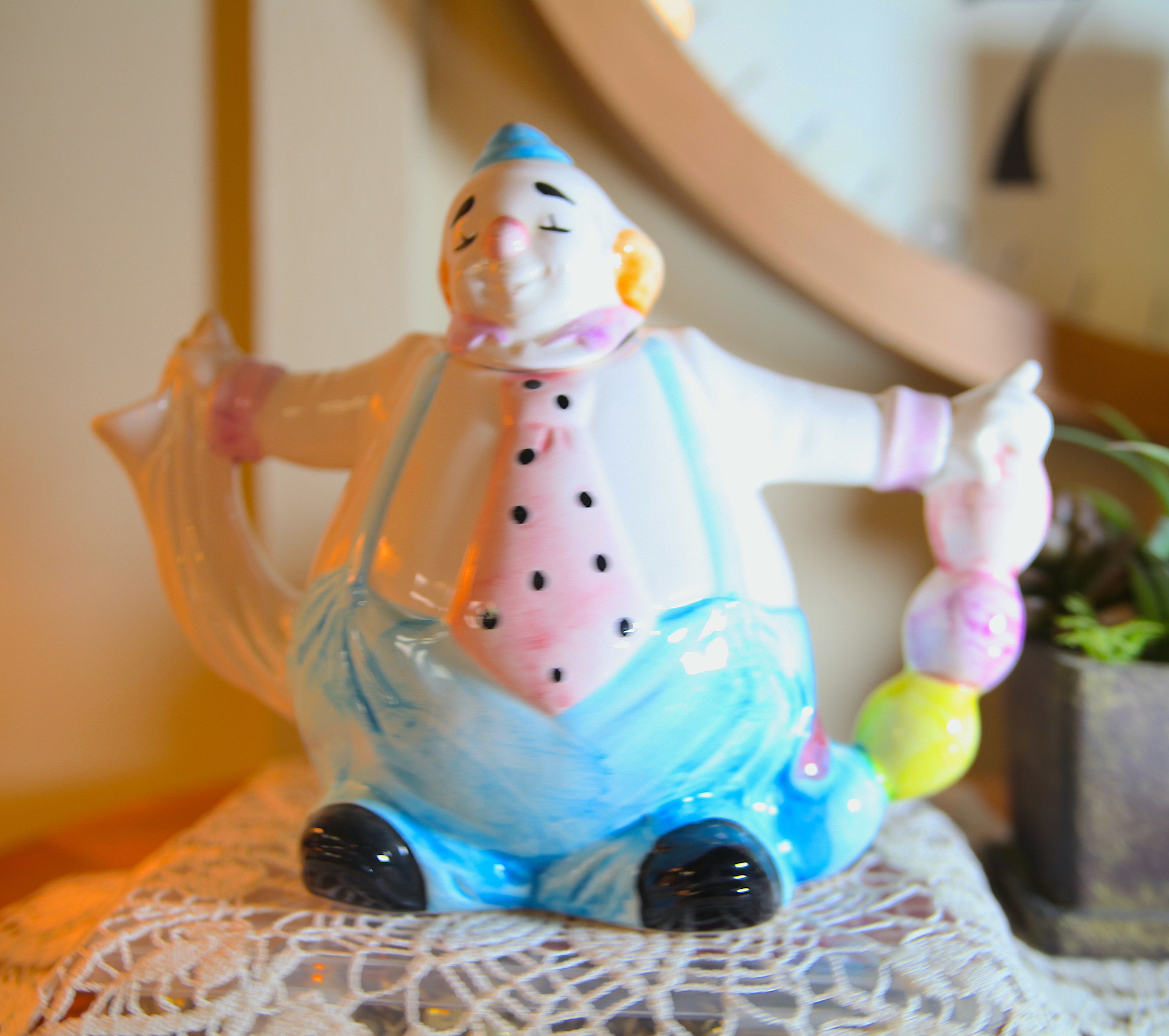 Vintage Ceramic Clown Tea Pot Pastel Circus Purple Yellow - Etsy